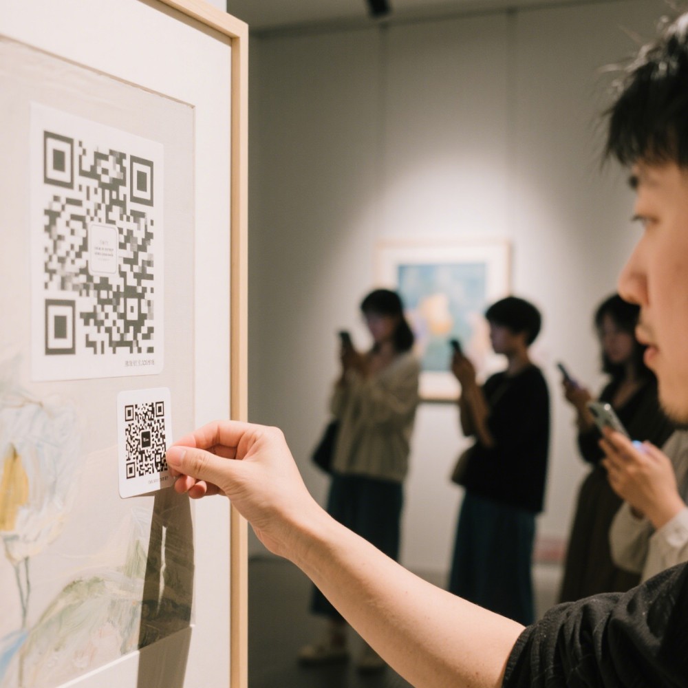 Cute star heart QR code sticker template