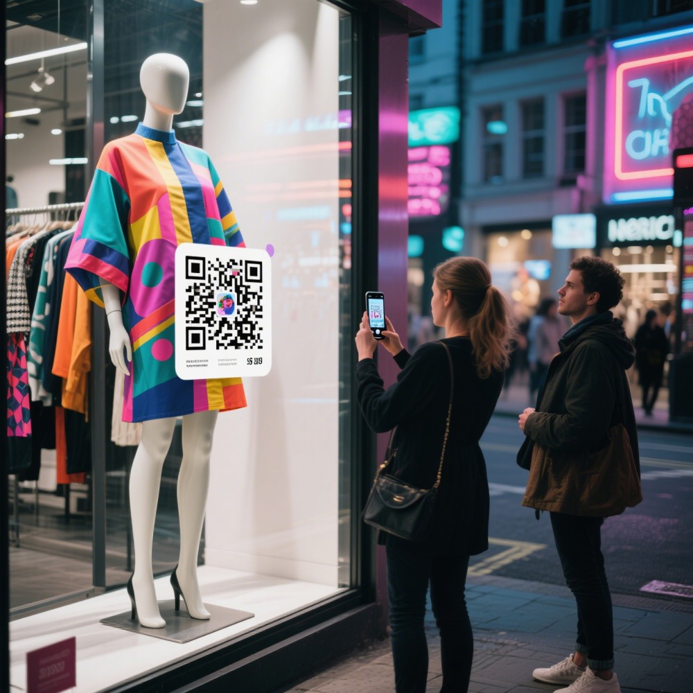 Pink love QR code sticker template